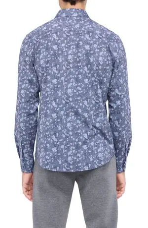Bugatchi Jimmy Ooohcotton® Spatter Plaid Button-up Shirt - Navy