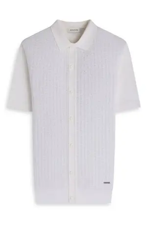 Bugatchi Basket Weave Knit Cotton Cardigan - Chalk