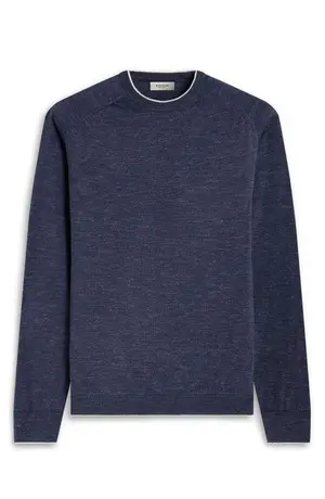 Bugatchi Tipped Merino Wool Sweater - Navy