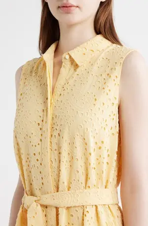 Kobi Halperin Eyelet Tie Waist Sleeveless Maxi Dress - Chamomile