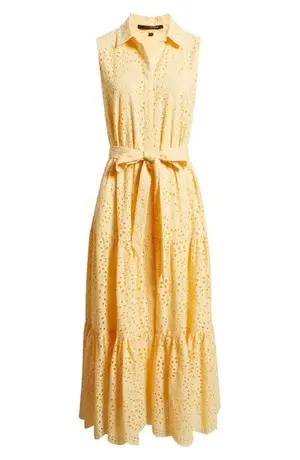 Kobi Halperin Eyelet Tie Waist Sleeveless Maxi Dress - Chamomile