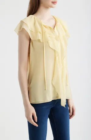 Kobi Halperin Maren Ruffle Cap-sleeve Top - Chamomile