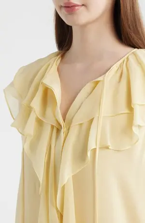 Kobi Halperin Maren Ruffle Cap-sleeve Top - Chamomile