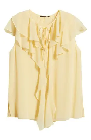 Kobi Halperin Maren Ruffle Cap-sleeve Top - Chamomile