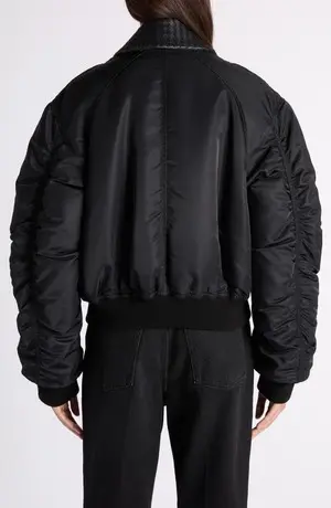 Bottega Veneta Intrecciato Collar Water Repellent Padded Nylon Bomber Jacket