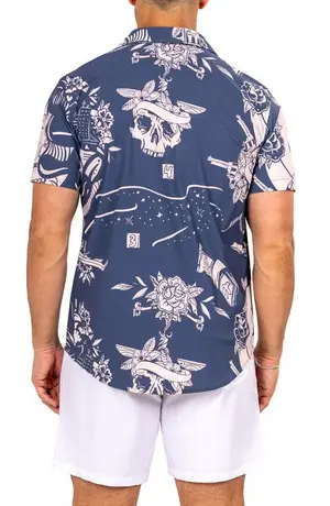 MACEOO Marthyr0400 Short Sleeve Camp Shirt - Blue