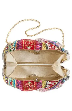 Judith Leiber Elephant Crystal Embellished Clutch - Silver Multi