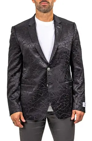 MACEOO Abstract Geometric Sport Coat - Black