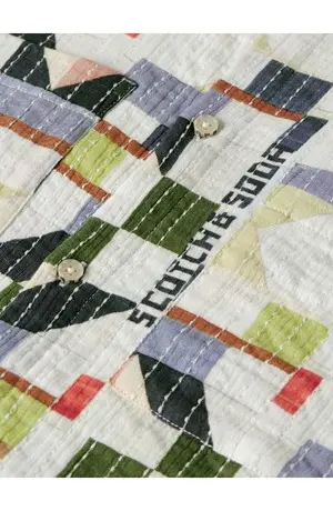 Scotch & Soda Relaxed Fit Print Short Sleeve Button-up Shirt