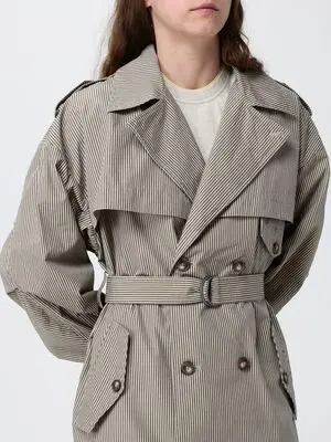 Isabel Marant Étoile Striped Cotton Double-breasted Trench Coat