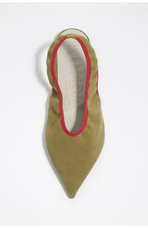 Bimba Y Lola Leather Slingback Ballerina - Khaki