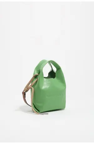 Bimba Y Lola Leather Mini Paper Bag - Emerald