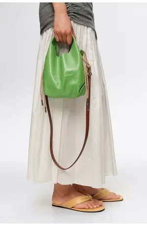Bimba Y Lola Leather Mini Paper Bag - Emerald