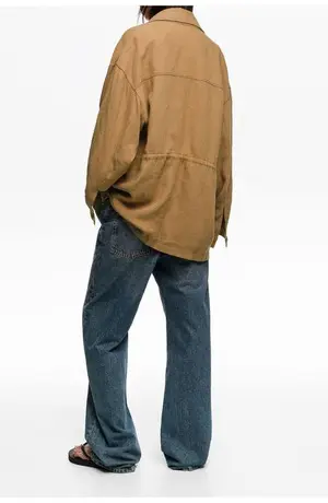 Bimba Y Lola Linen Blend Jacket - Camel
