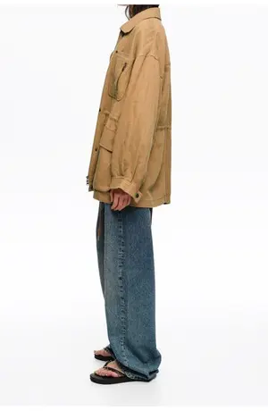 Bimba Y Lola Linen Blend Jacket - Camel