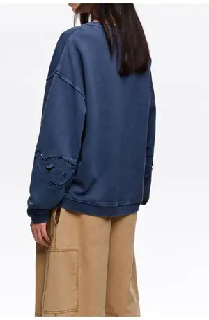 Bimba Y Lola Oversized Sweatshirt With Maxi Broderie Anglaise Logo