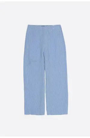 Bimba Y Lola Striped Washed Linen Wide-leg Trousers