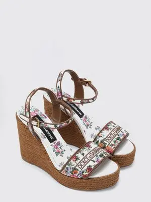 Dolce & Gabbana Nappa Wedge Sandals With Floral Embroidery