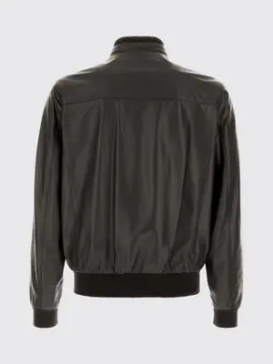 MOORER Zip Up Leather Jacket - Dark