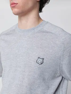 Maison Kitsuné Wool Knit Sweater With Logo - Grey
