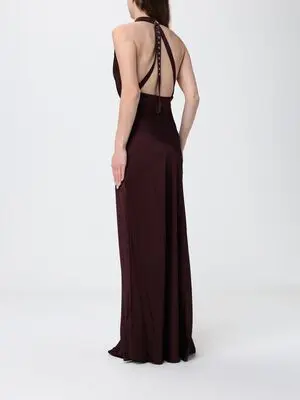 Liu Jo Long Satin Halterneck Off-the-shoulder Evening Gown