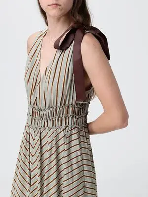 Liu Jo Striped Maxi Dress With Halterneck