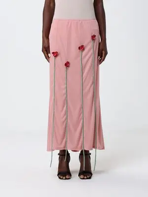 Moschino Jersey Midi Skirt With Applied Flowers - Pink
