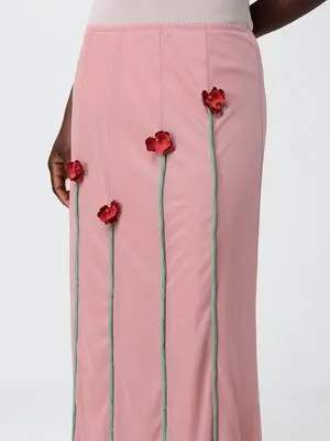 Moschino Jersey Midi Skirt With Applied Flowers - Pink
