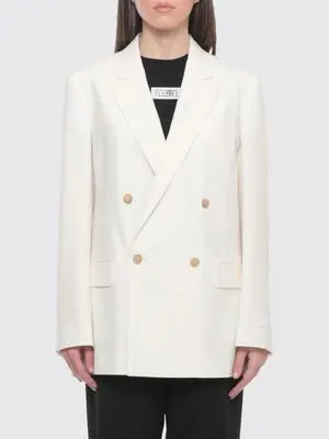 MAISON MARGIELA Double-breasted Virgin Wool Blend Blazer - Beige