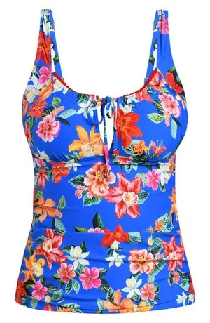 La Blanca Printed Tie Neck Tankini Top