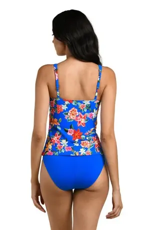 La Blanca Printed Tie Neck Tankini Top