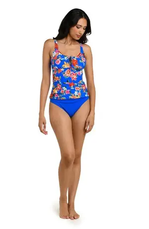 La Blanca Printed Tie Neck Tankini Top