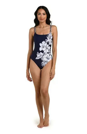 La Blanca Mariner Floral One-piece Swimsuit - Indigo