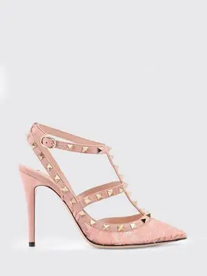 Valentino Garavani Rockstud Suede And Lace Slingback Pumps
