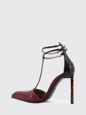 TOM FORD Crocodile Print Leather Pumps With Adjustable Ankle Strap - Red