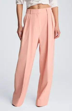 KENNETH COLE Double Pleat Wide Leg Trousers - Soft Peach