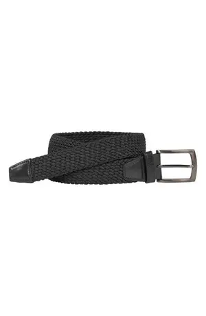Johnston & Murphy Woven Stretch Knit Belt - Black