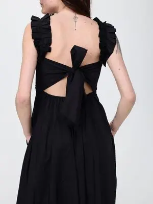 Liu Jo Cotton Midi Dress With Embroidery - Black