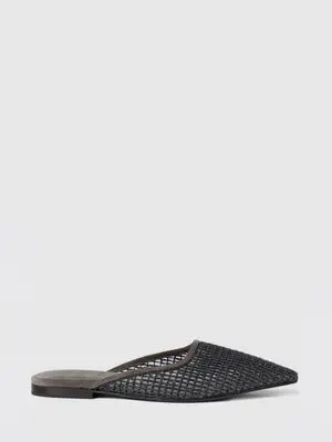 Brunello Cucinelli Embellished Mesh Flat Mules - Grey