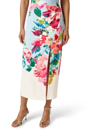 Adrianna Papell One-shoulder Floral Gown