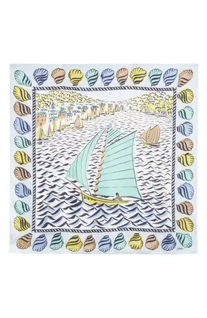 Echo Sail Away Silk Square Scarf - Chambray