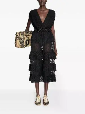 Dries Van Noten Ruffled Mesh Dress - Black