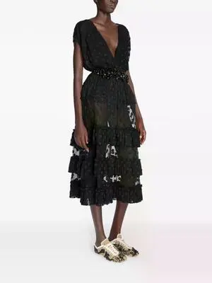 Dries Van Noten Ruffled Mesh Dress - Black
