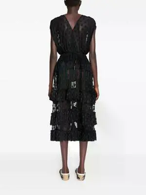 Dries Van Noten Ruffled Mesh Dress - Black