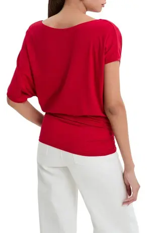 MARCELLA Elena Asymmetric Batwing Top - Red