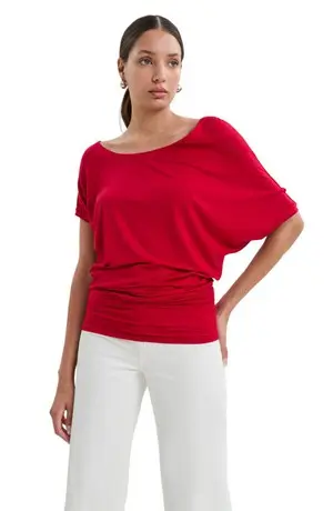 MARCELLA Elena Asymmetric Batwing Top - Red
