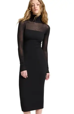MARCELLA Marina Turtleneck Body-con Midi Dress
