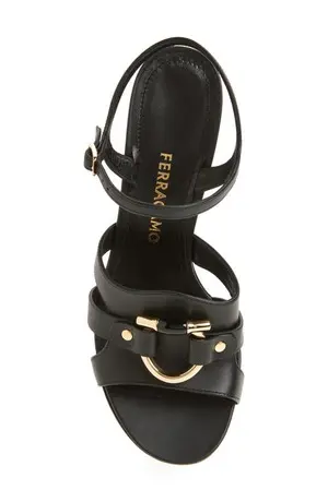 FERRAGAMO Lumya Gancio Ankle Strap Sandals - Black