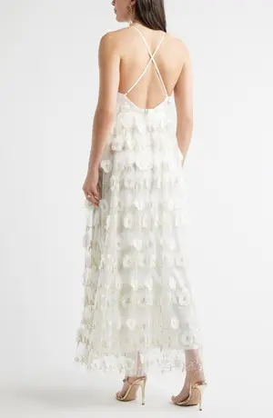Chelsea28 3-d Metallic Floral Gown
