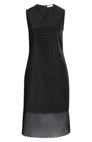 Cecilie Bahnsen Devin Windflower Embroidered Organza Sheath Dress - Black